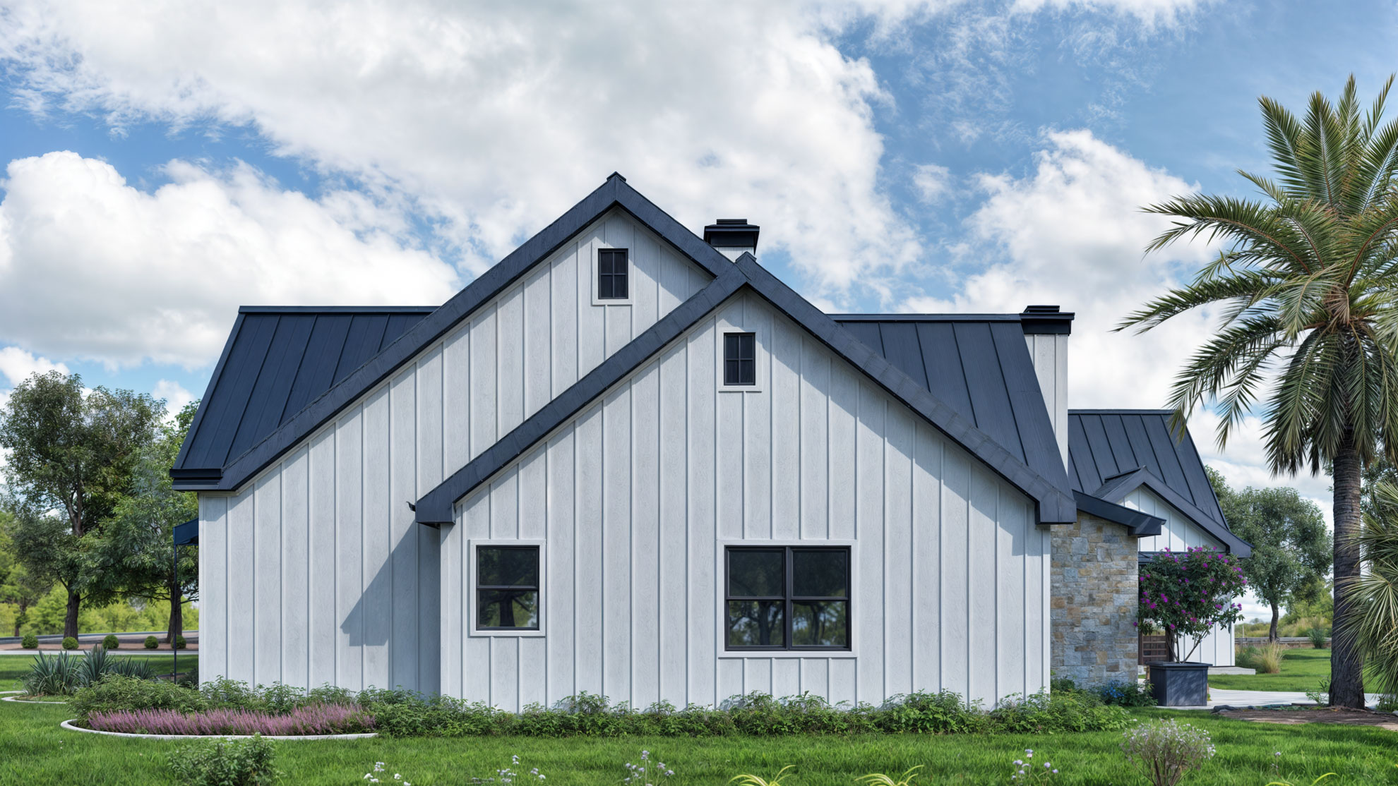 Modern Farmhouse Home Plan – Outdoor Kitchen | Radius Home Plans