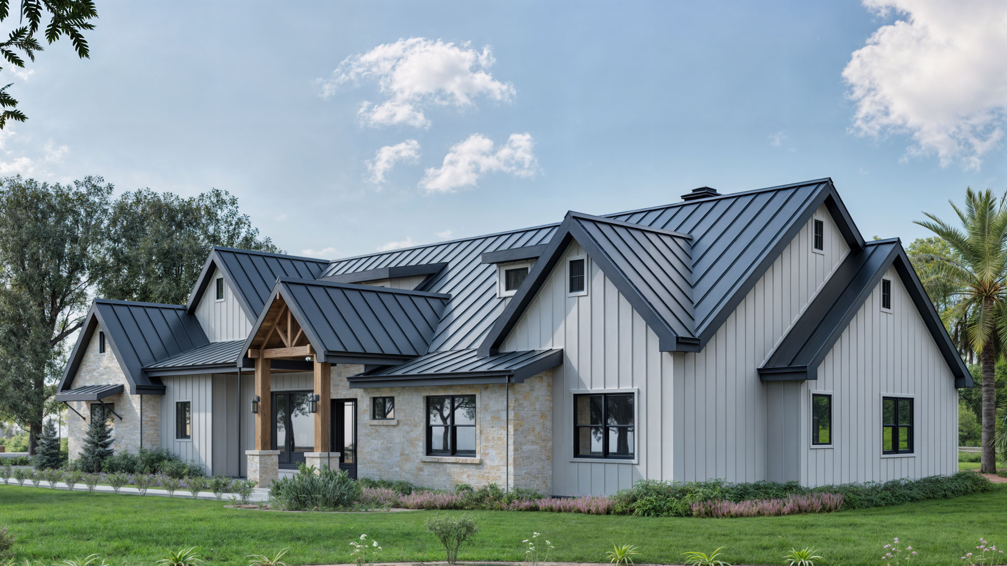 Modern Farmhouse Home Plan – Outdoor Kitchen | Radius Home Plans