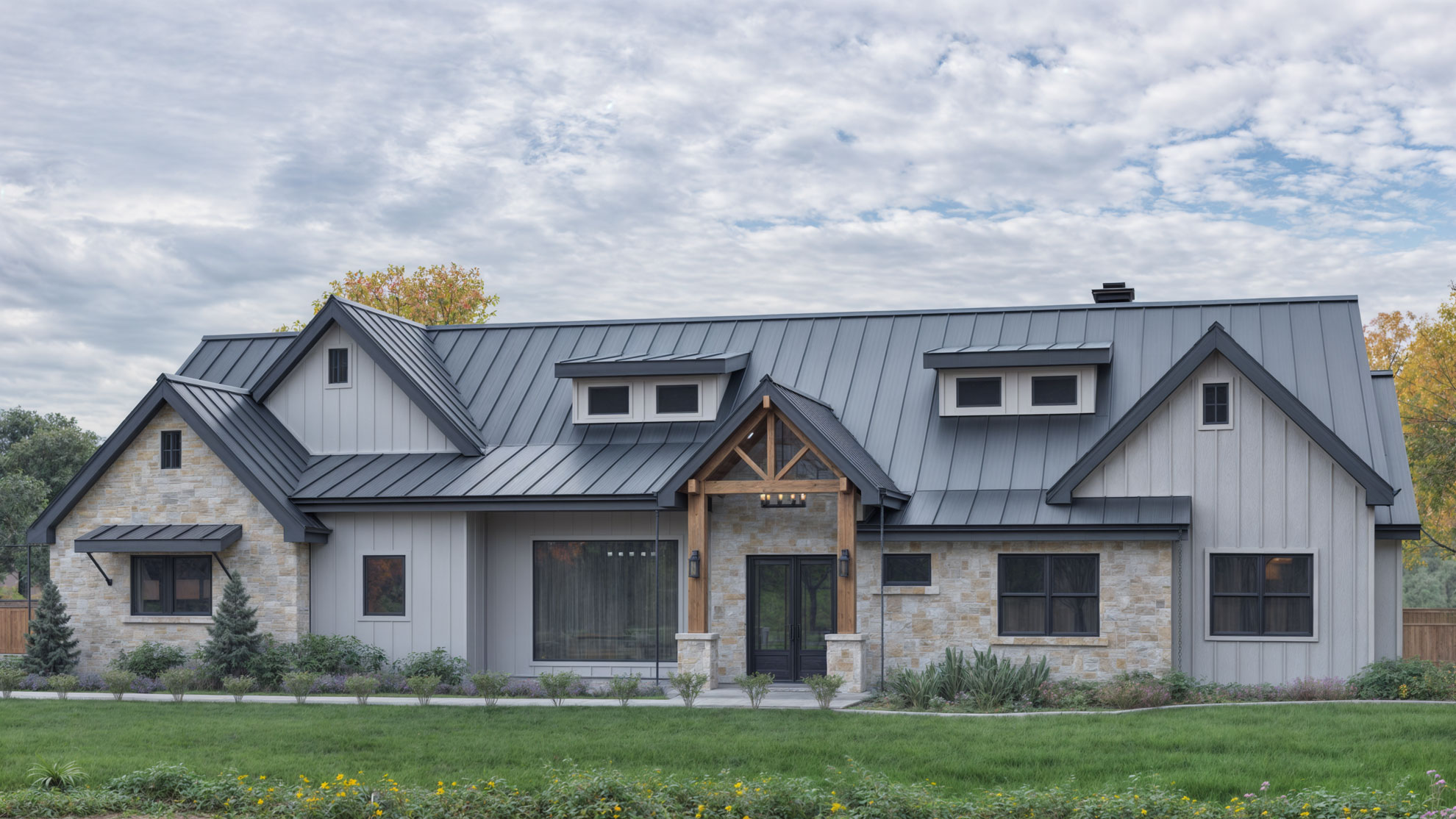 Modern Farmhouse Home Plan – Outdoor Kitchen | Radius Home Plans